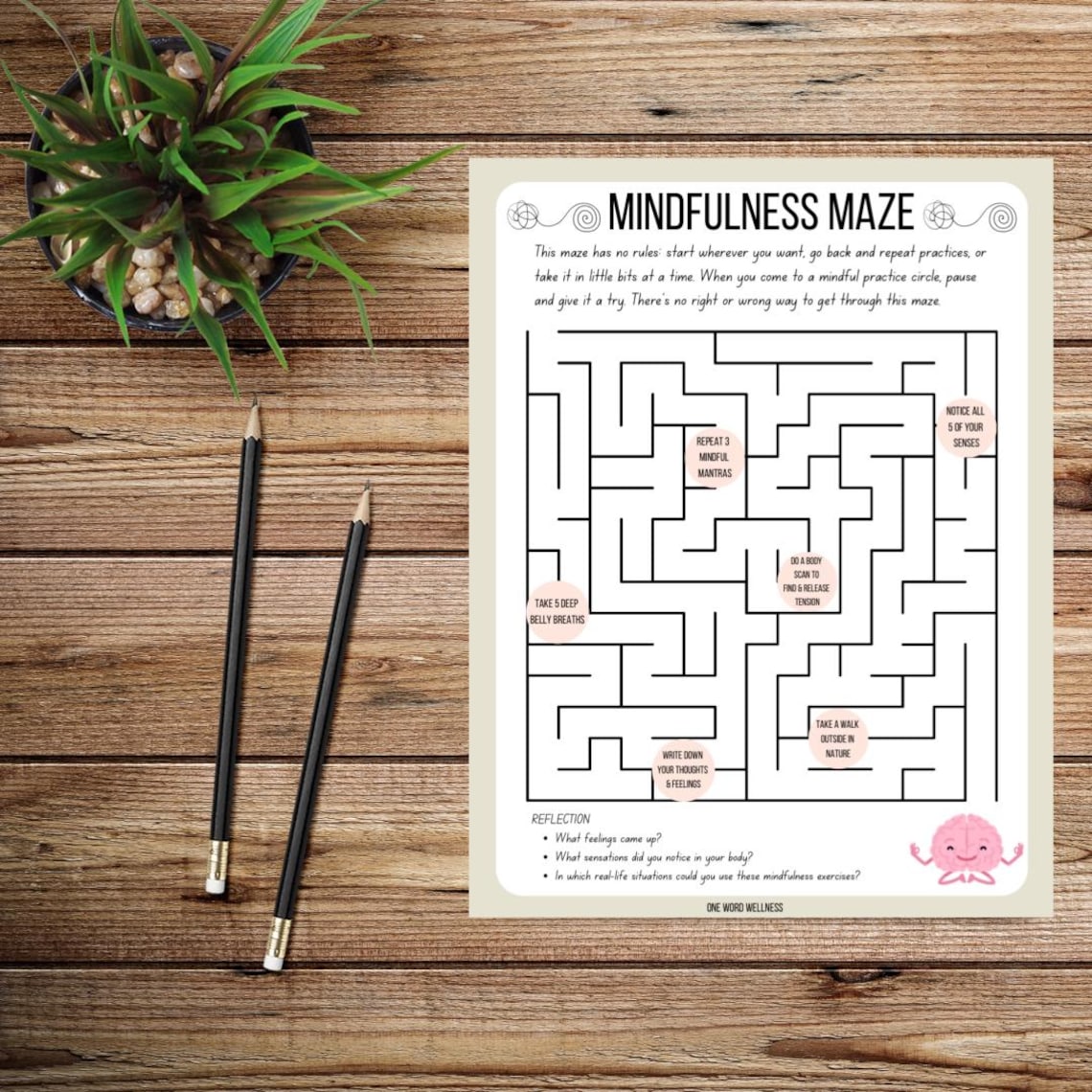 Mindfulness Maze Activity, Self-care Worksheet (digital Download PDF ...