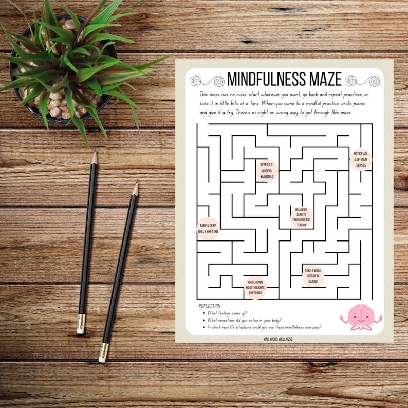 Mindfulness Maze Activity, Self-care Resource, School Counseling, Self ...