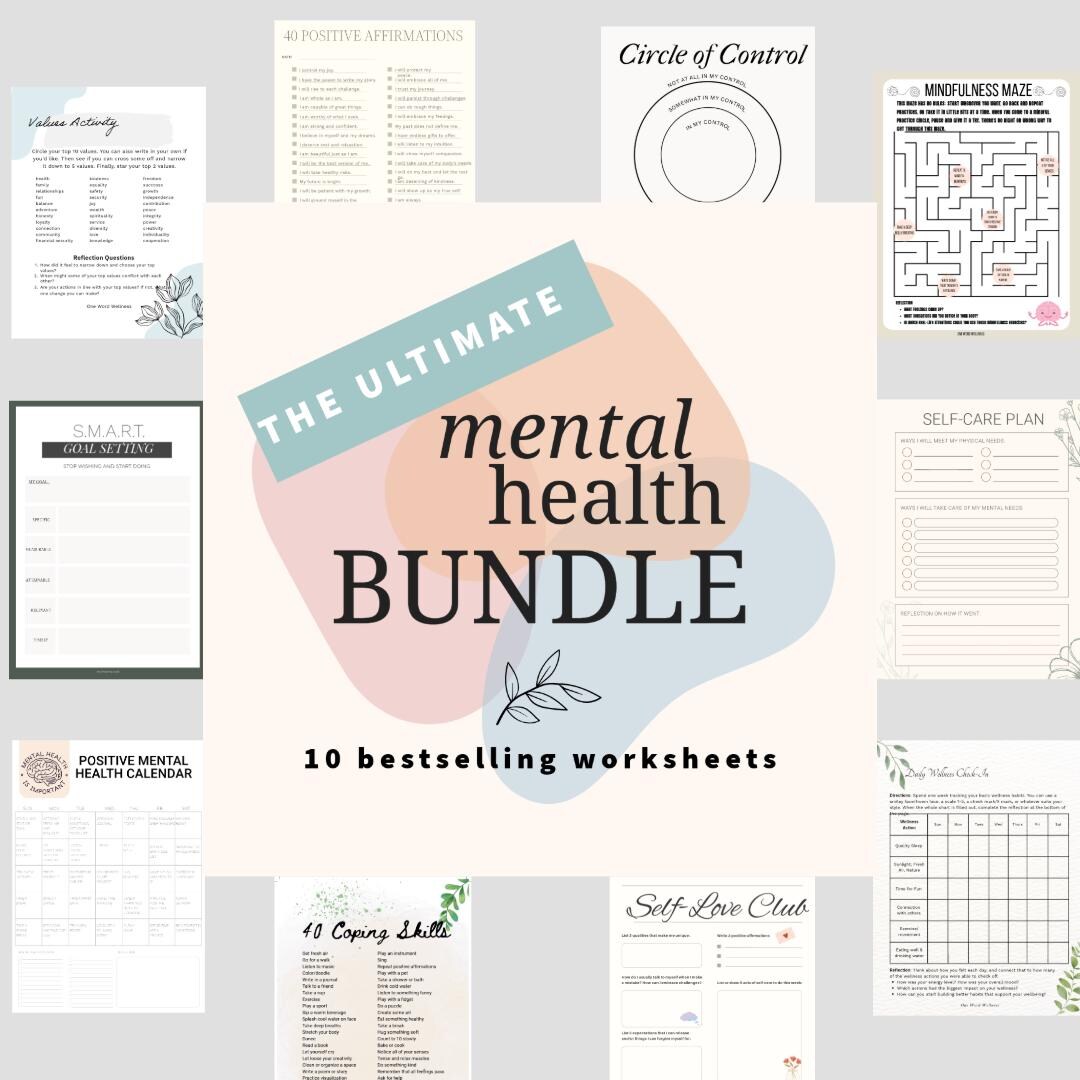 Mental Health Worksheet Bundle, School Counseling Starter Pack, SEL ...