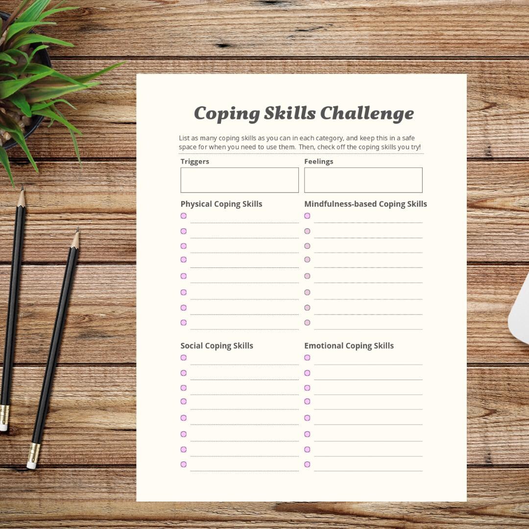 Coping Skills Challenge, School Counseling Activity, Therapy, Self-help ...