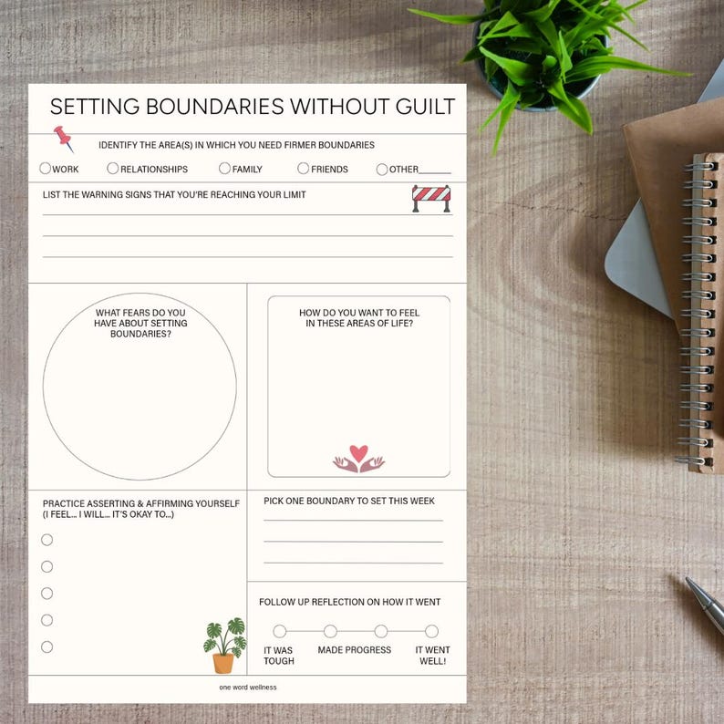 Boundaries Worksheet, Self-help Therapy Tool (digital Download PDF) - Etsy