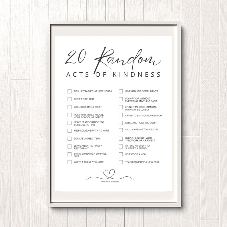 Random Acts of Kindness Printable, School Counseling Resource, Kindness ...