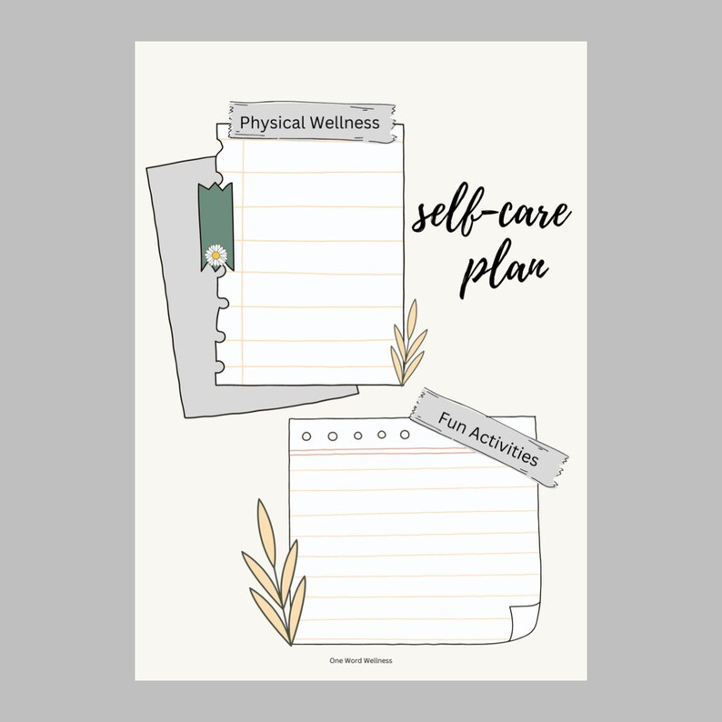 Self-care Plan Printable, Wellness Ideas, Journal Prompts, School ...