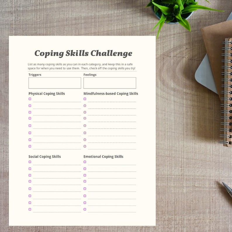 Coping Skills Challenge Worksheet, Therapy Self-help Tools (digital ...