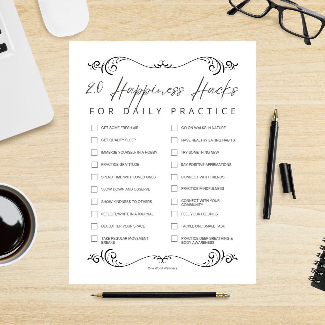 Happiness Hacks, Happiness Worksheet, School Counseling Activity, Self ...