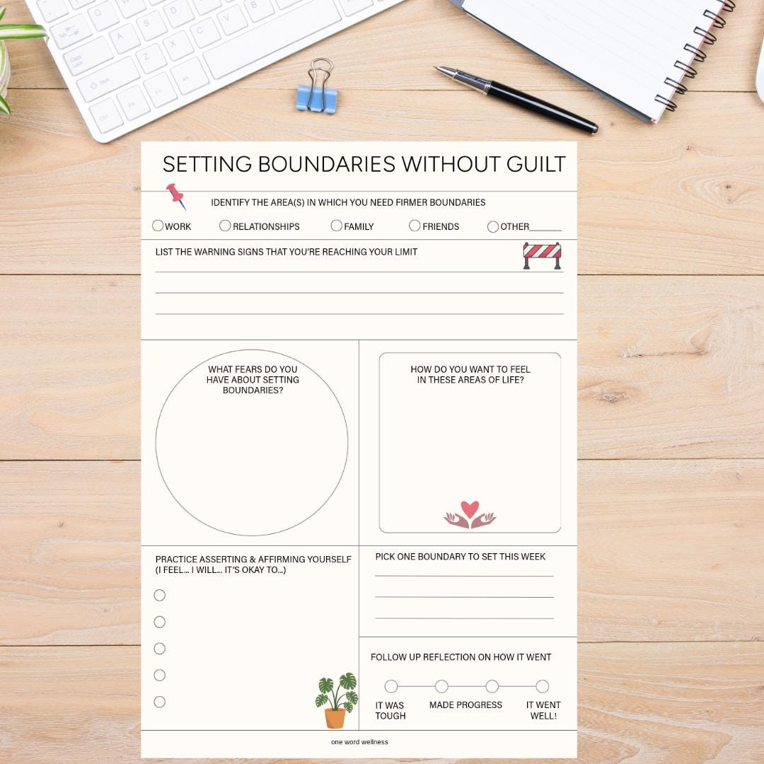 Boundaries Worksheet, Self-help Therapy Tool (digital Download PDF) - Etsy