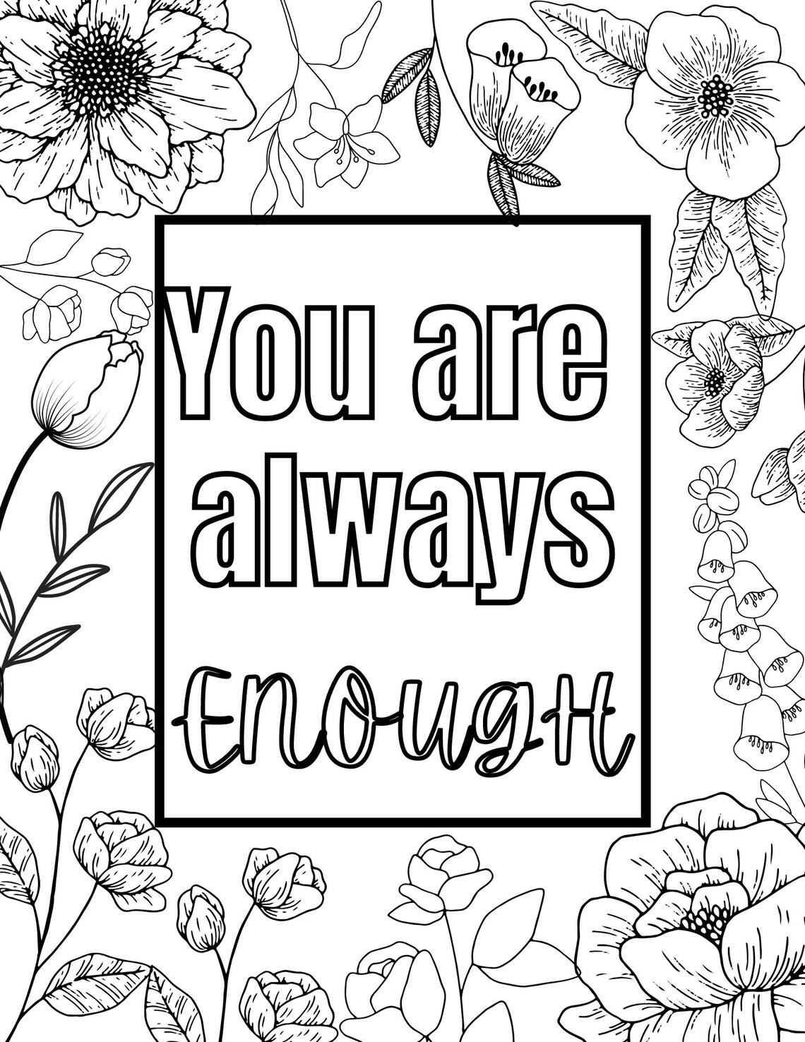 Positive Affirmation Coloring Pages, Inspirational Self-care Coloring ...