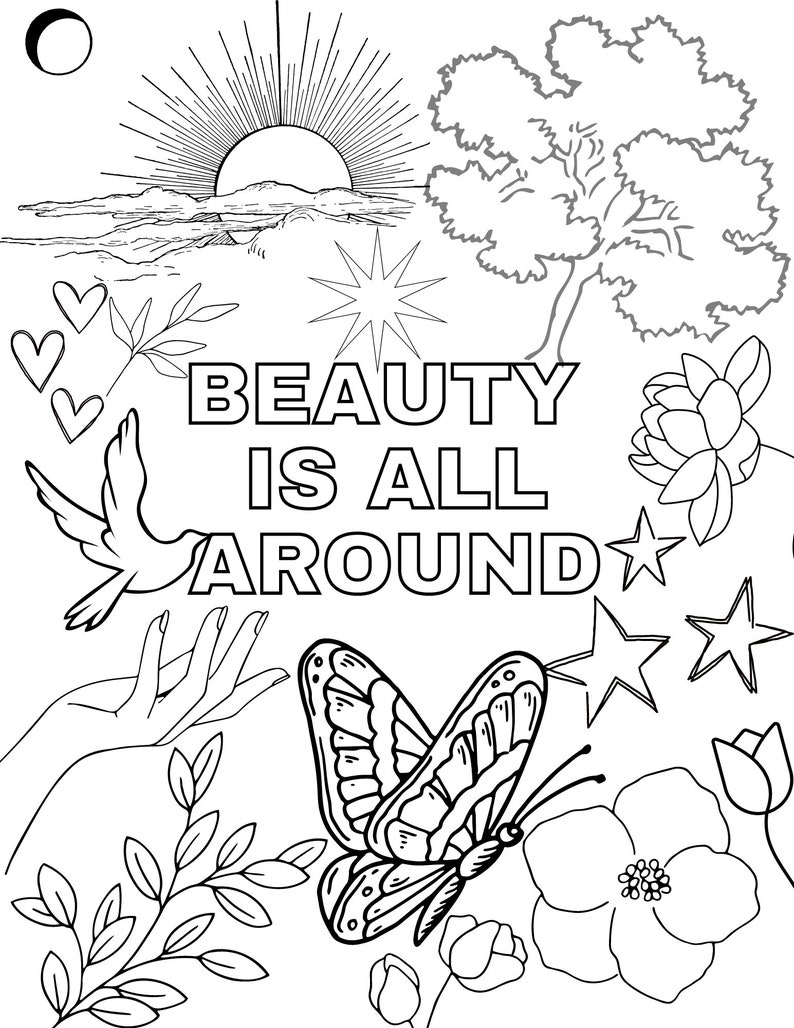 Positive Affirmation Coloring Pages, Inspirational Self-care Coloring ...