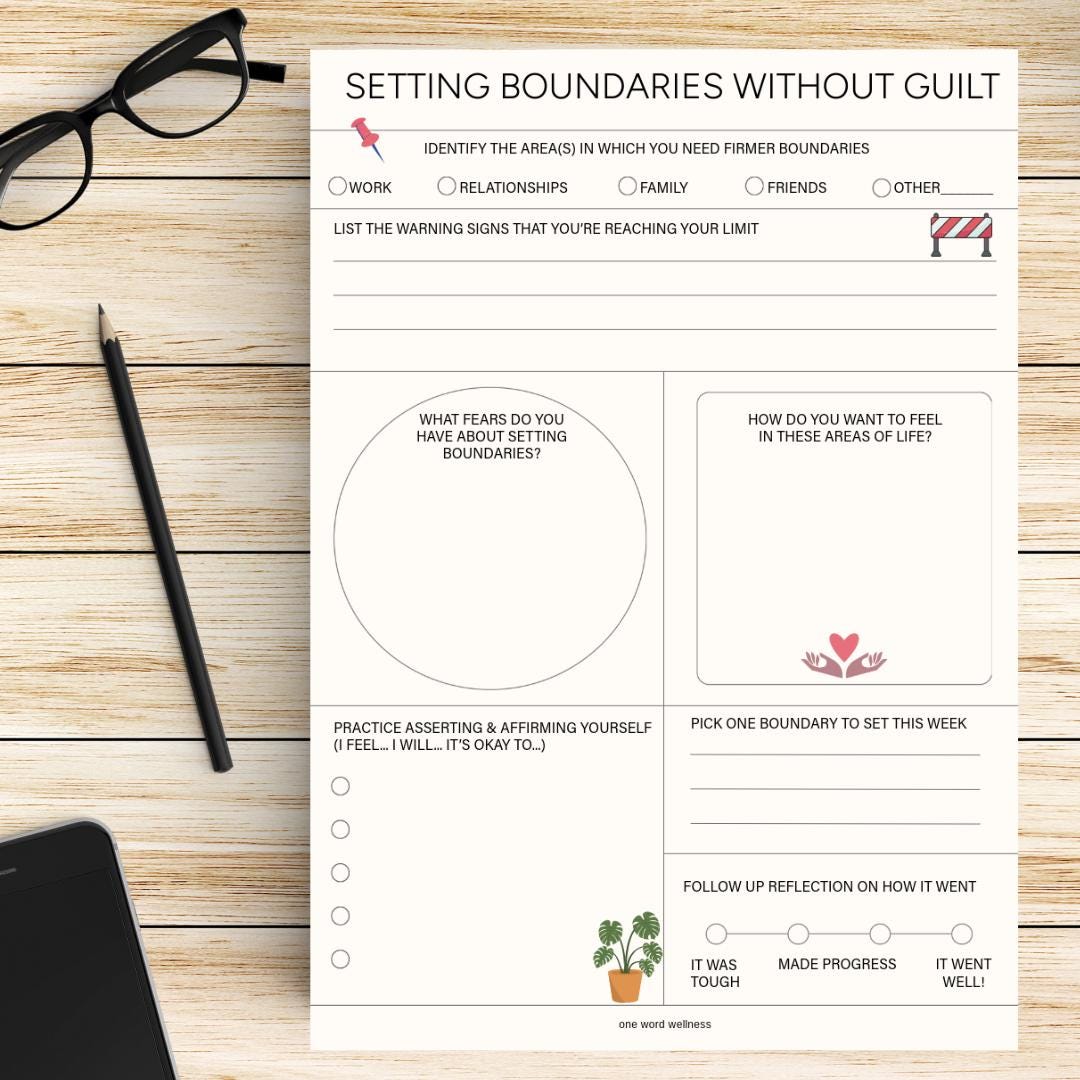 Boundaries Worksheet, Self-help Therapy Tool (digital Download PDF) - Etsy
