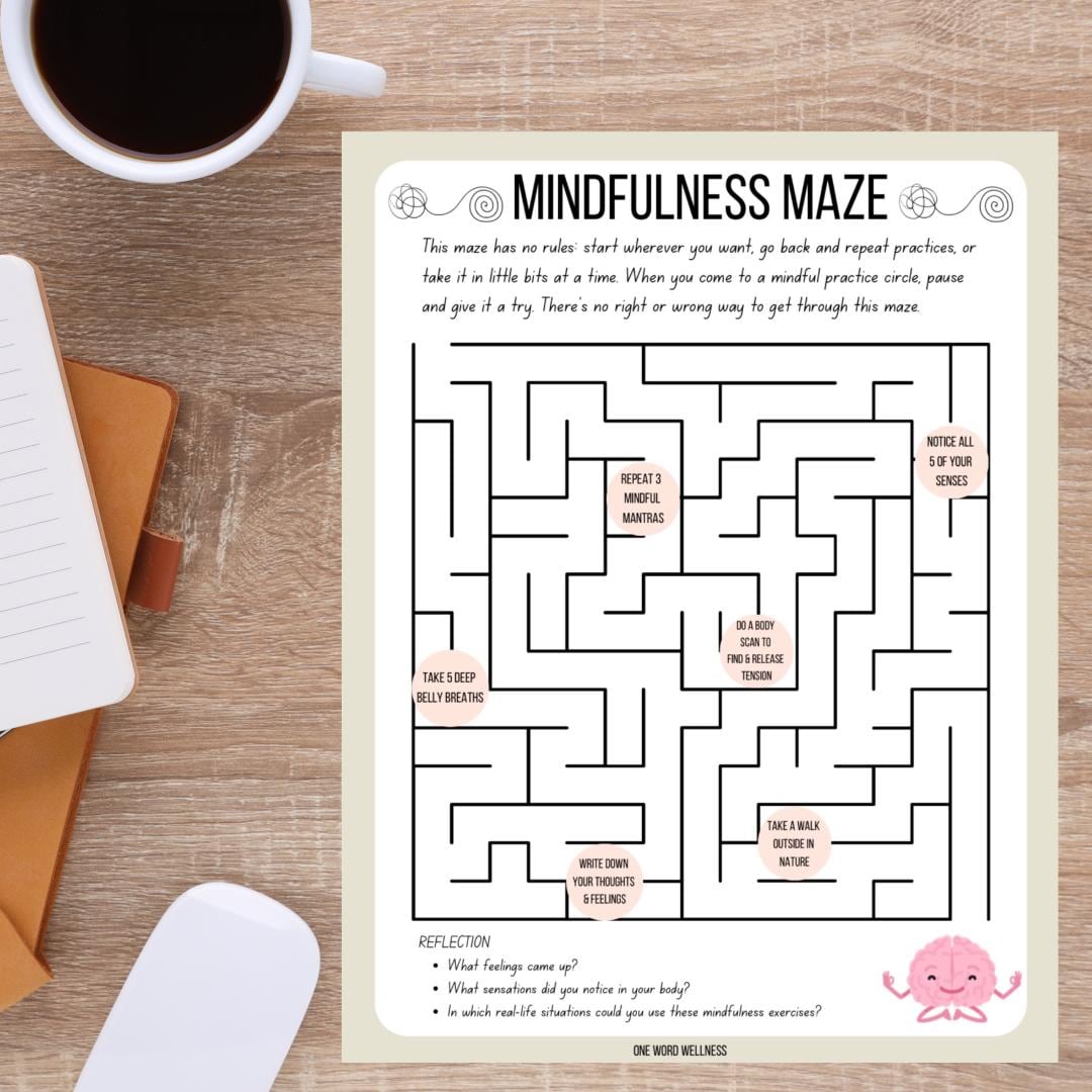 Mindfulness Maze Activity, Self-care Resource, School Counseling, Self ...