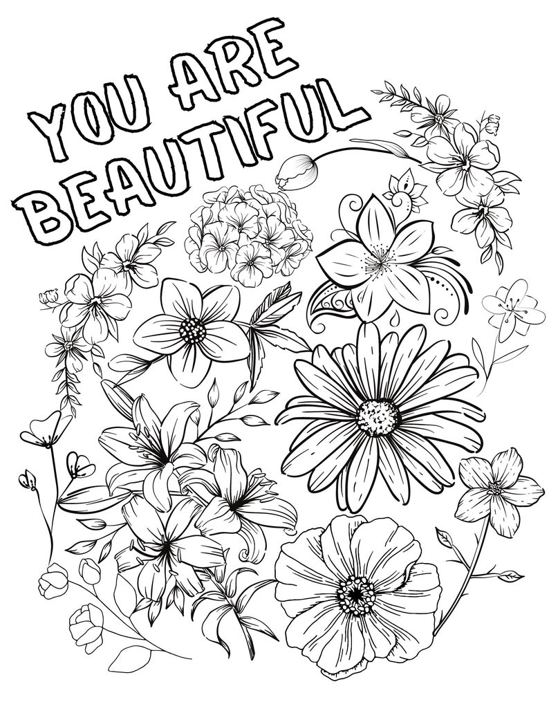 Positive Affirmation Coloring Pages, Inspirational Self-care Coloring ...