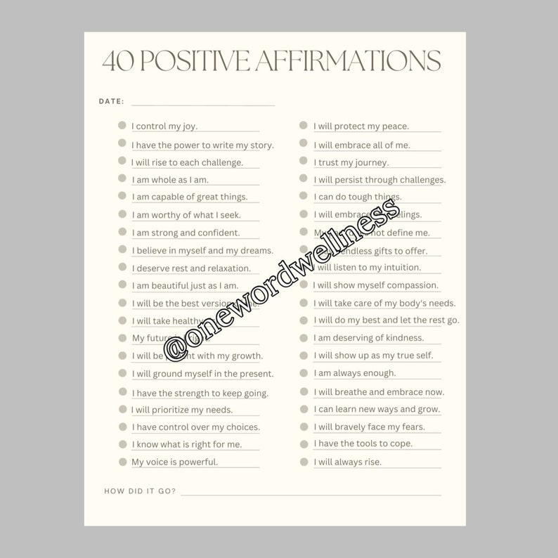 Positive Affirmations Printable, Counseling Resource, Affirmations ...