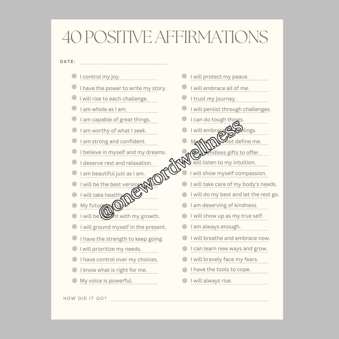 Positive Affirmations Printable, Counseling Resource, Affirmations ...