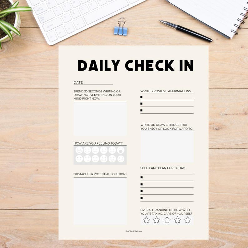 Daily Mental Health Check In, School Counseling Activity, Daily Check ...