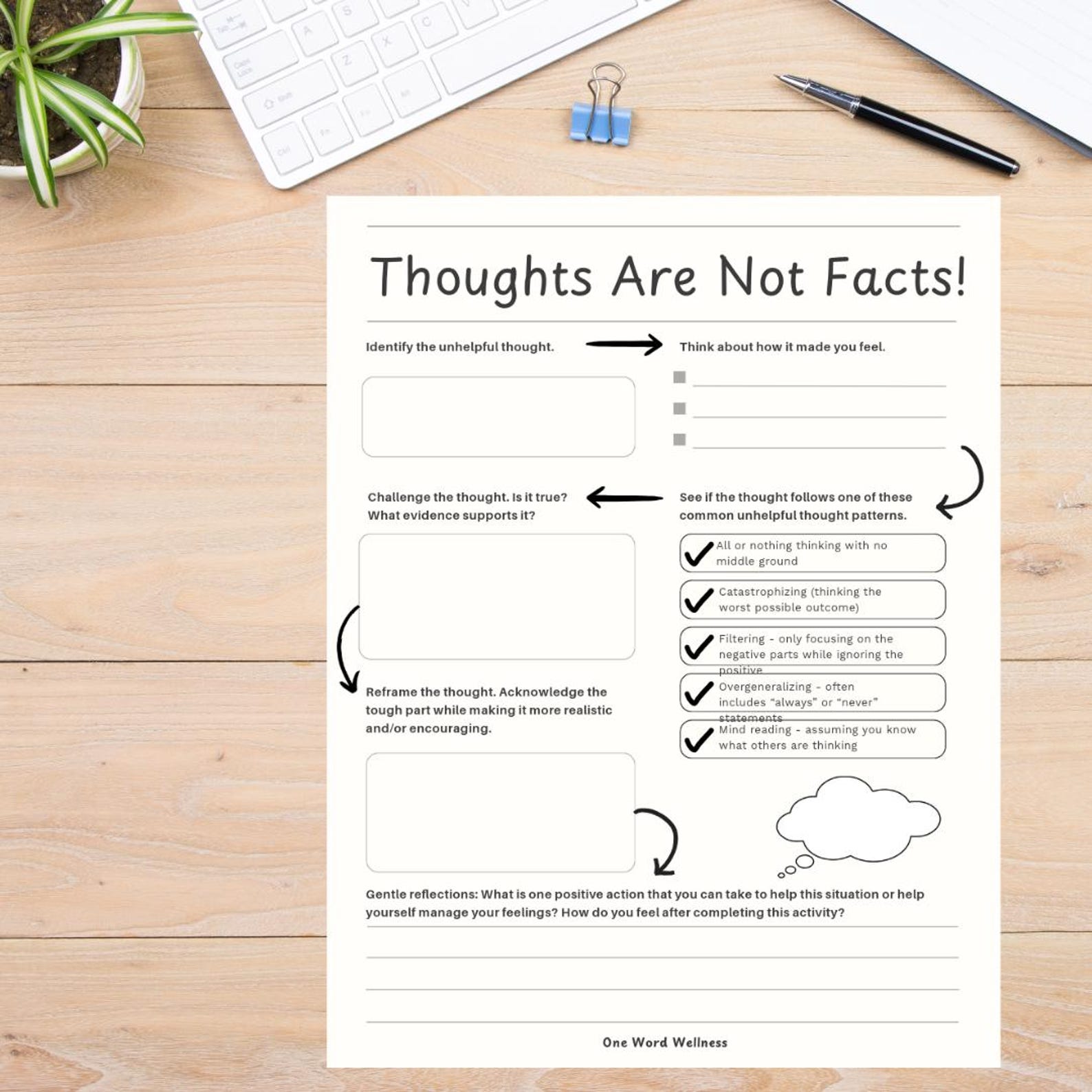 Thoughts Are Not Facts Worksheet, Therapy Self-help Tool (digital ...