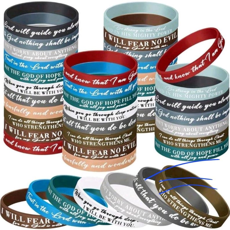 12pcs Bible Verses Bracelets Bulk Scripture Silicone Bracelets ...