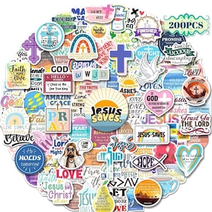 Christian Stickers 200-piece Set: Bible Verse Decals for Water Bottles ...
