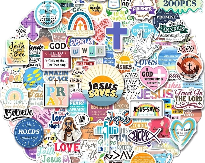 Christian Stickers 200-piece Set: Bible Verse Decals for Water Bottles ...