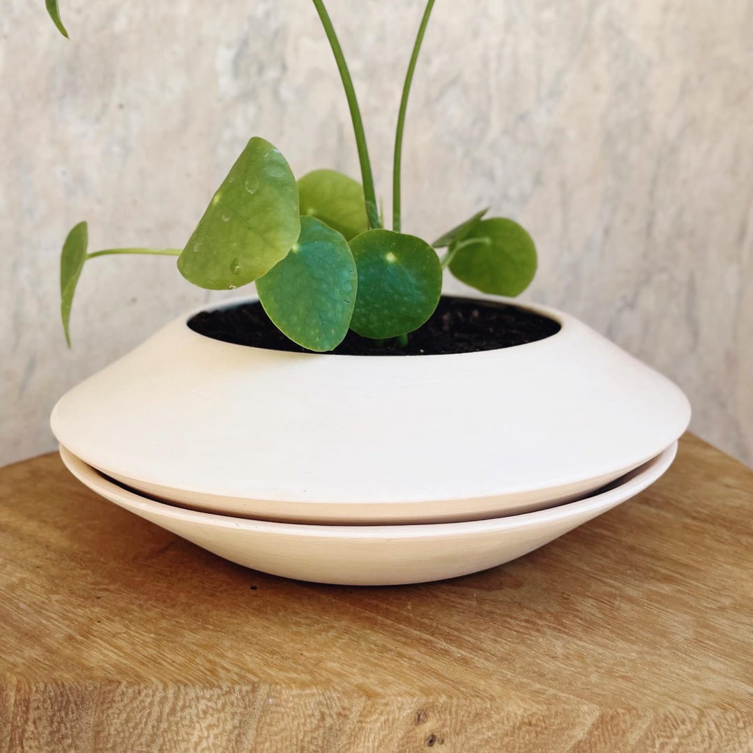 White Ceramic Planter Handmade Italy pot With Drainage Holes Home Decor ...