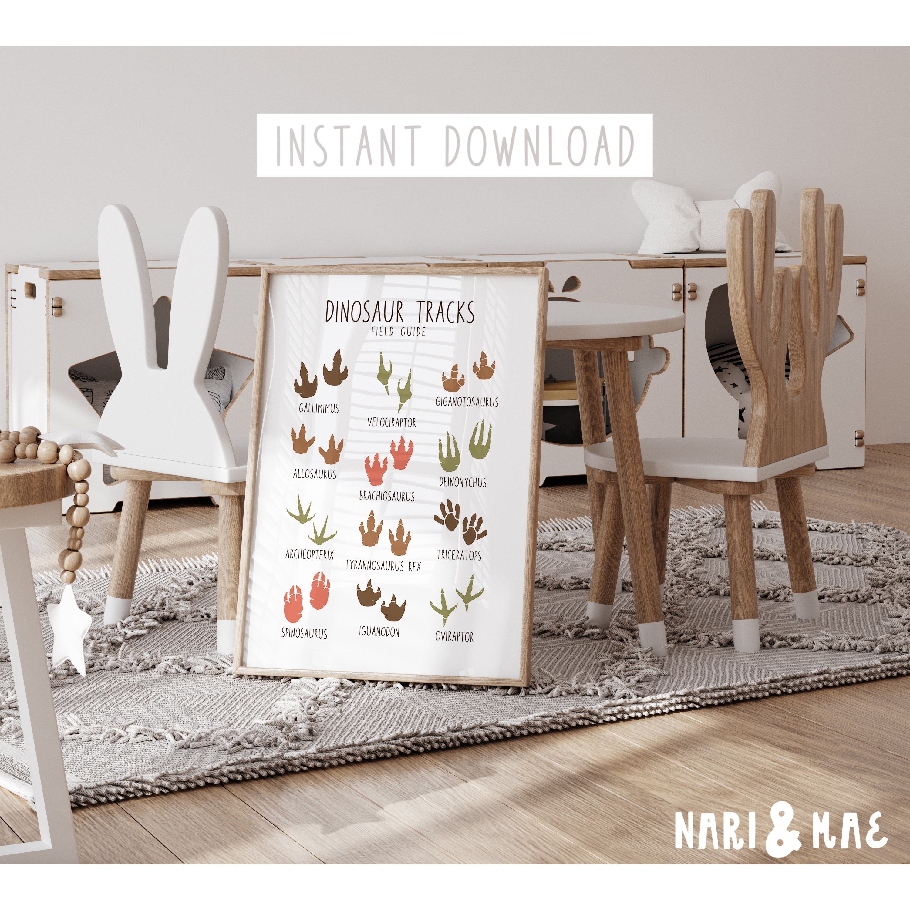 Dinosaur Tracks Printable Dinosaur Footprints Poster Dinosaur Nursery ...