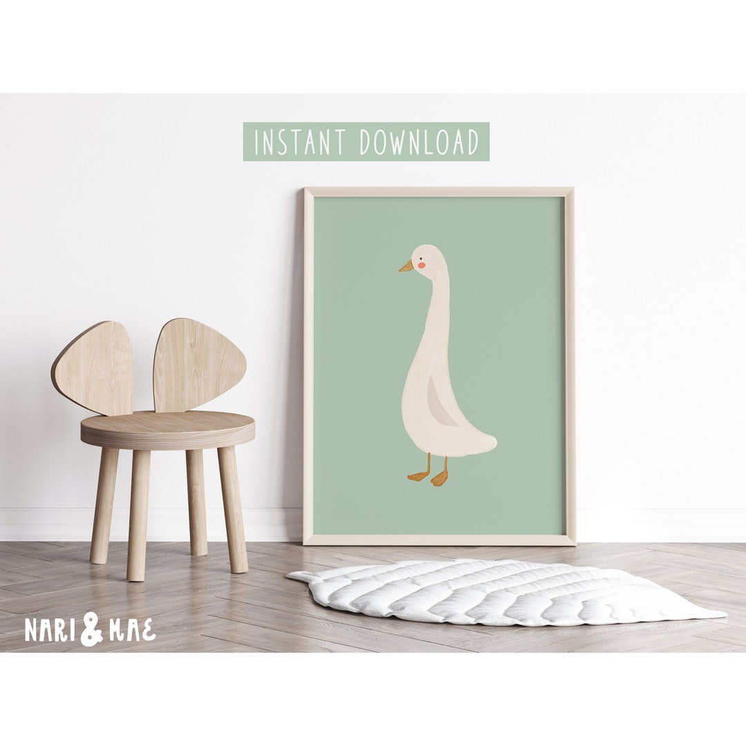 Silly Goose Print, Silly Goose Wall Art, Goose Nursery Wall Art, Sage ...