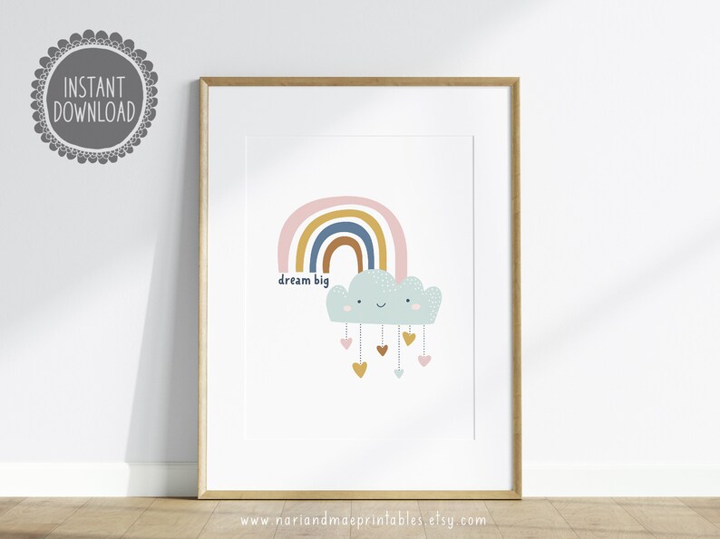 Dream Big Rainbow Nursery Print Decor Rainbow Wall Art Printable ...