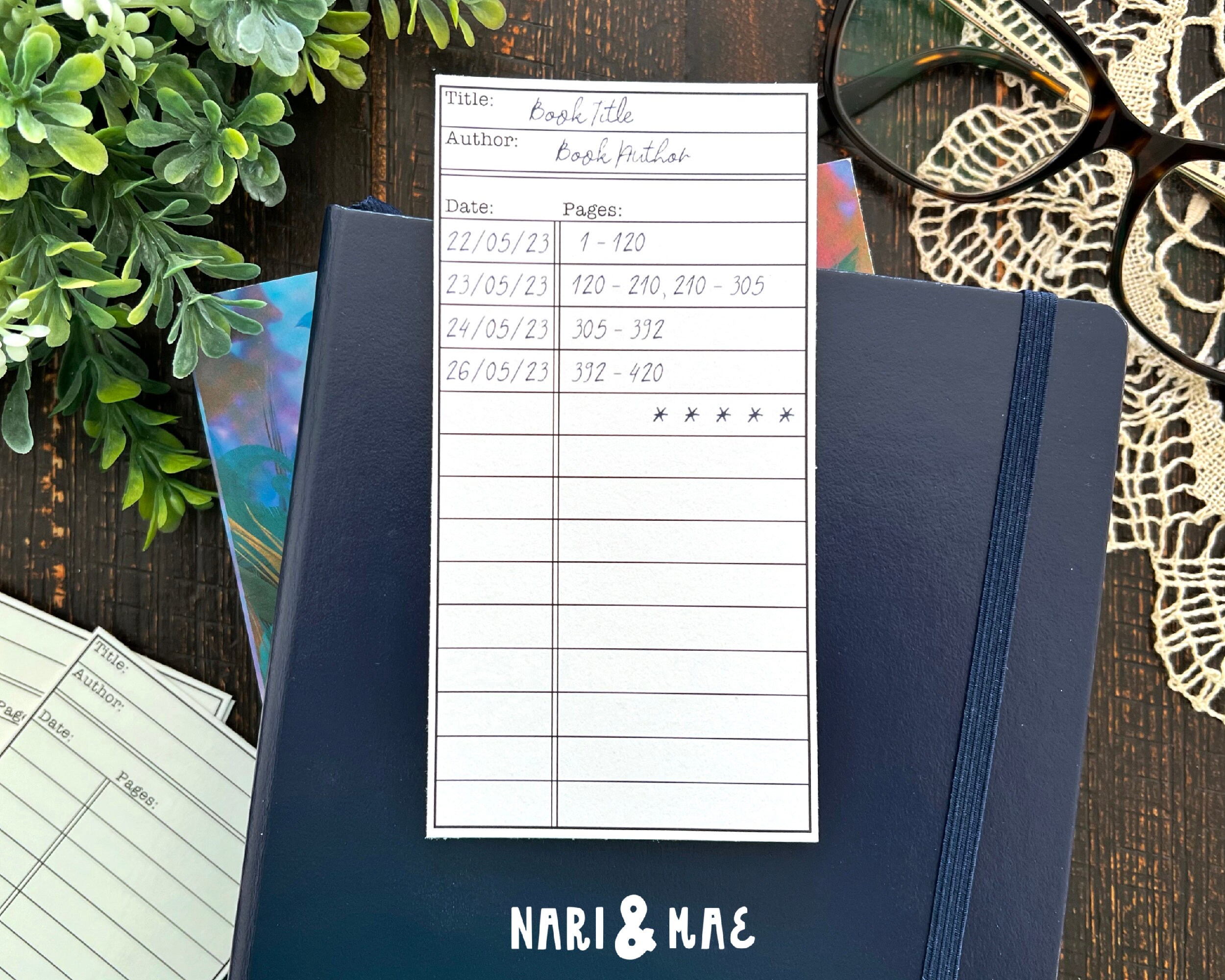 Library Card Style Reading Log Bookmark Reading Tracker for - Etsy