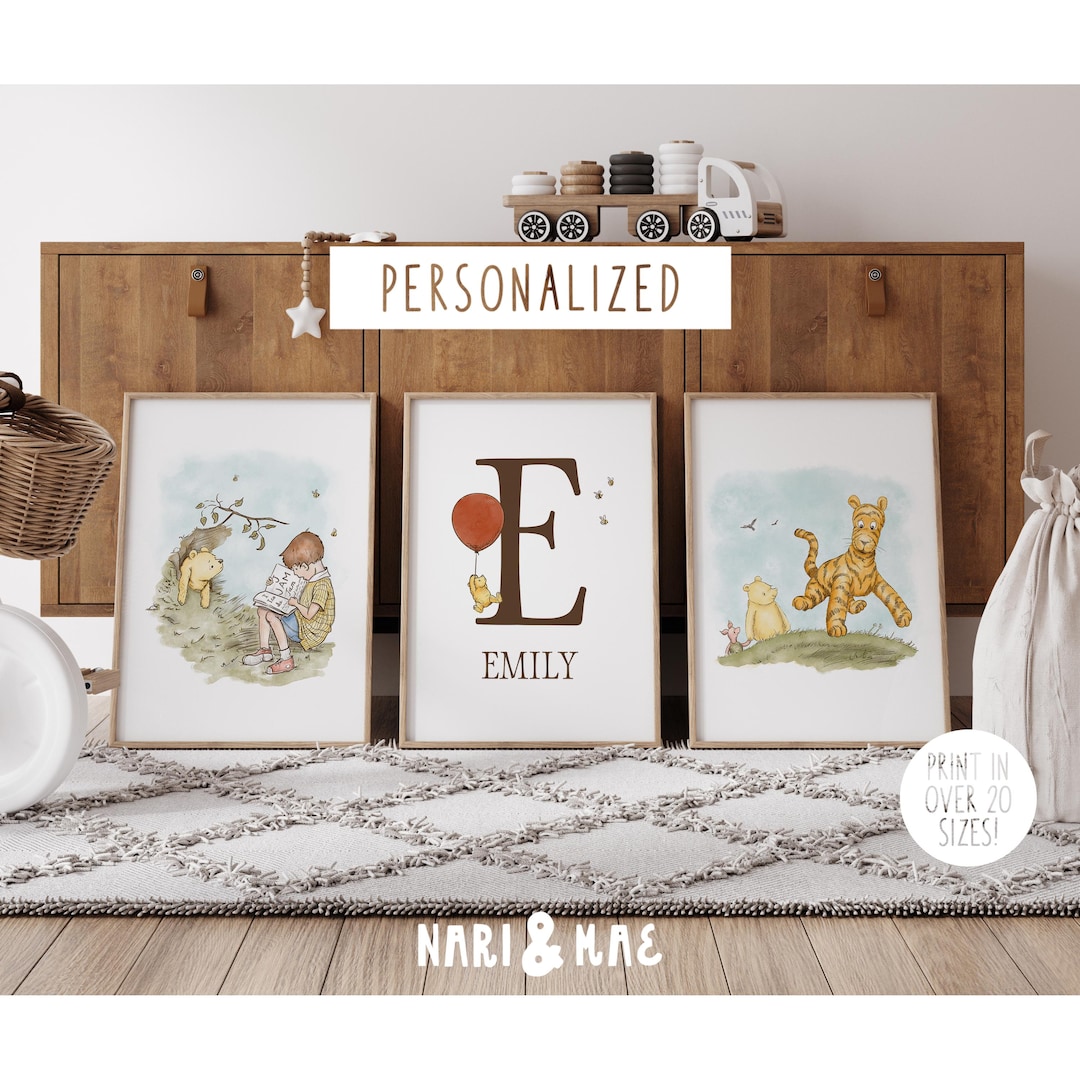 Set of 3 Classic Winnie the Pooh Nursery Wall Art, Winnie the Pooh ...