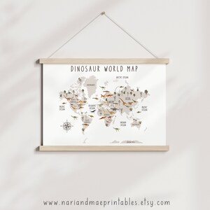 Dinosaur World Map Printable Dinosaur Wall Decor Dinosaur - Etsy Canada