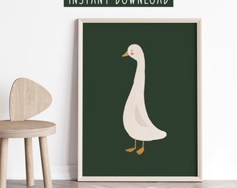 Cute Goose Wall Art, Silly Goose Wall Art, Nursery Room Decor, Playroom ...