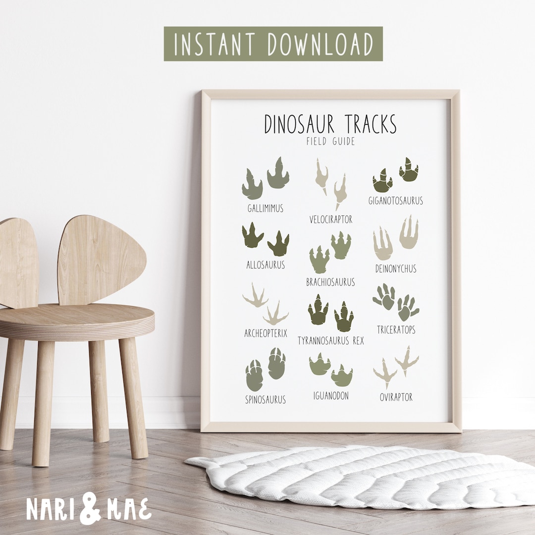 Dinosaur Tracks Print Dinosaur Footprints Educational Dinosaur Wall Art ...