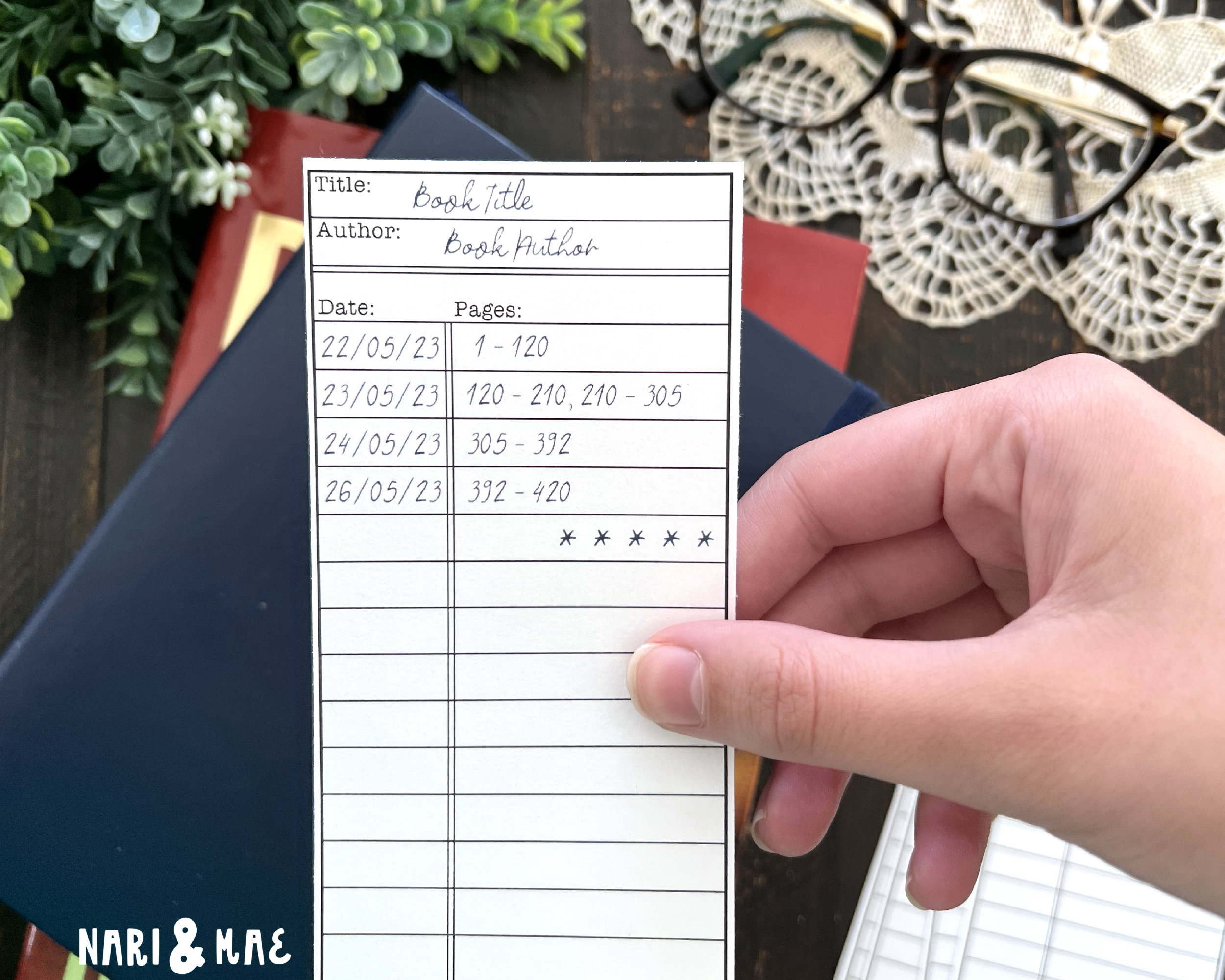 Library Card Style Reading Log Bookmark Reading Tracker for - Etsy