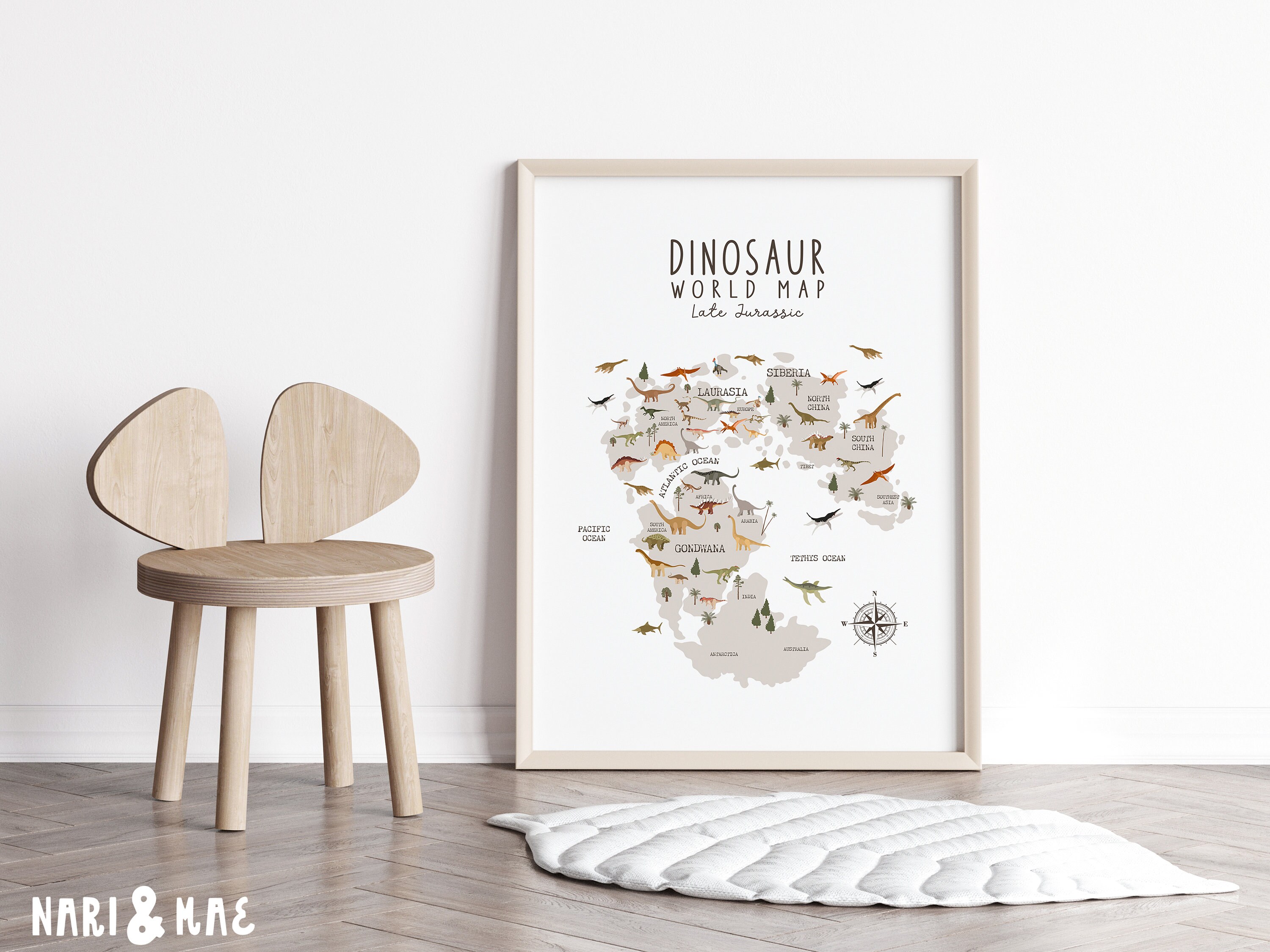 Jurassic Dinosaur World Map Printable, Dinosaur Wall Decor, Dinosaur ...