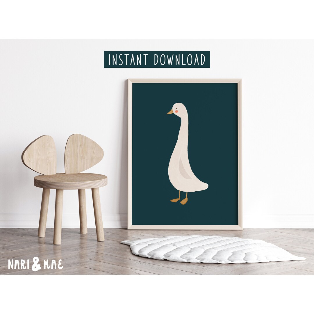 Silly Goose Wall Art, Cute Goose Poster, Goose Nursery Wall Art, Dark ...