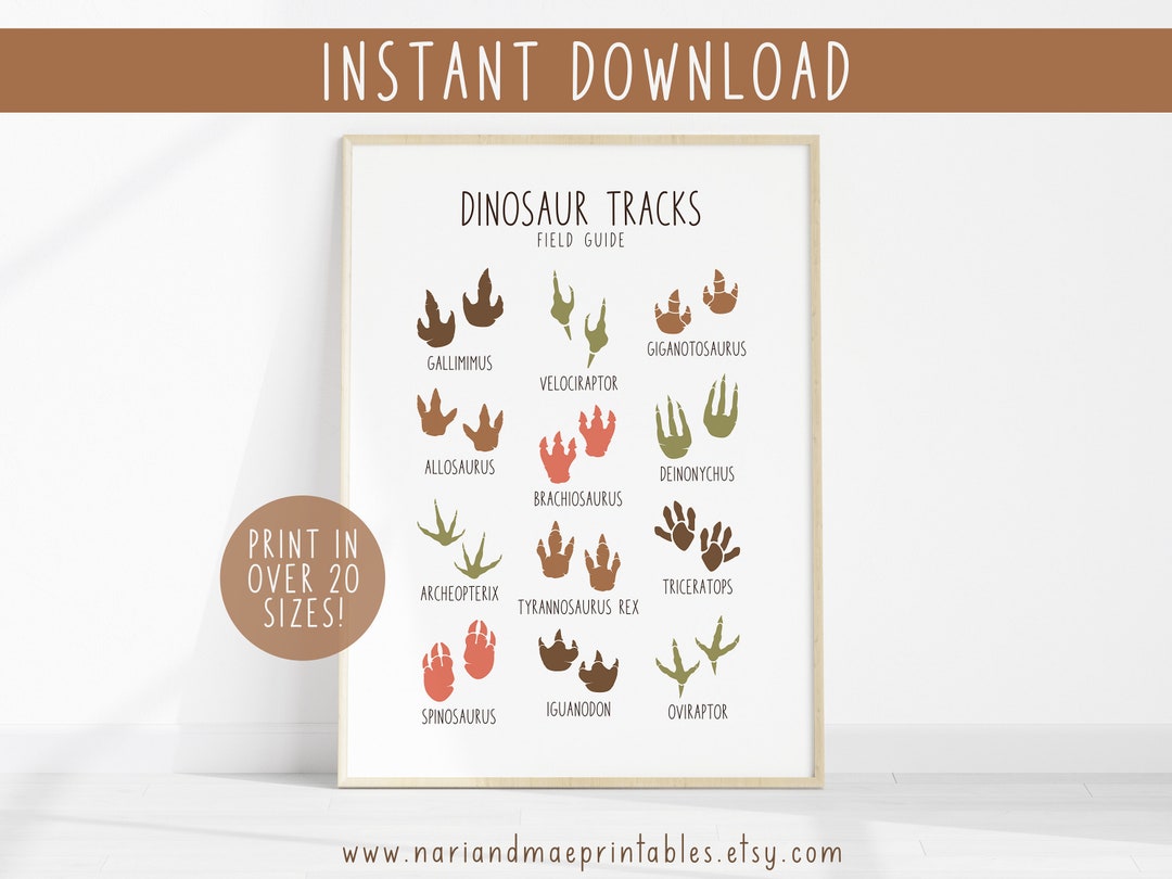 Dinosaur Tracks Printable Dinosaur Footprints Poster Dinosaur - Etsy