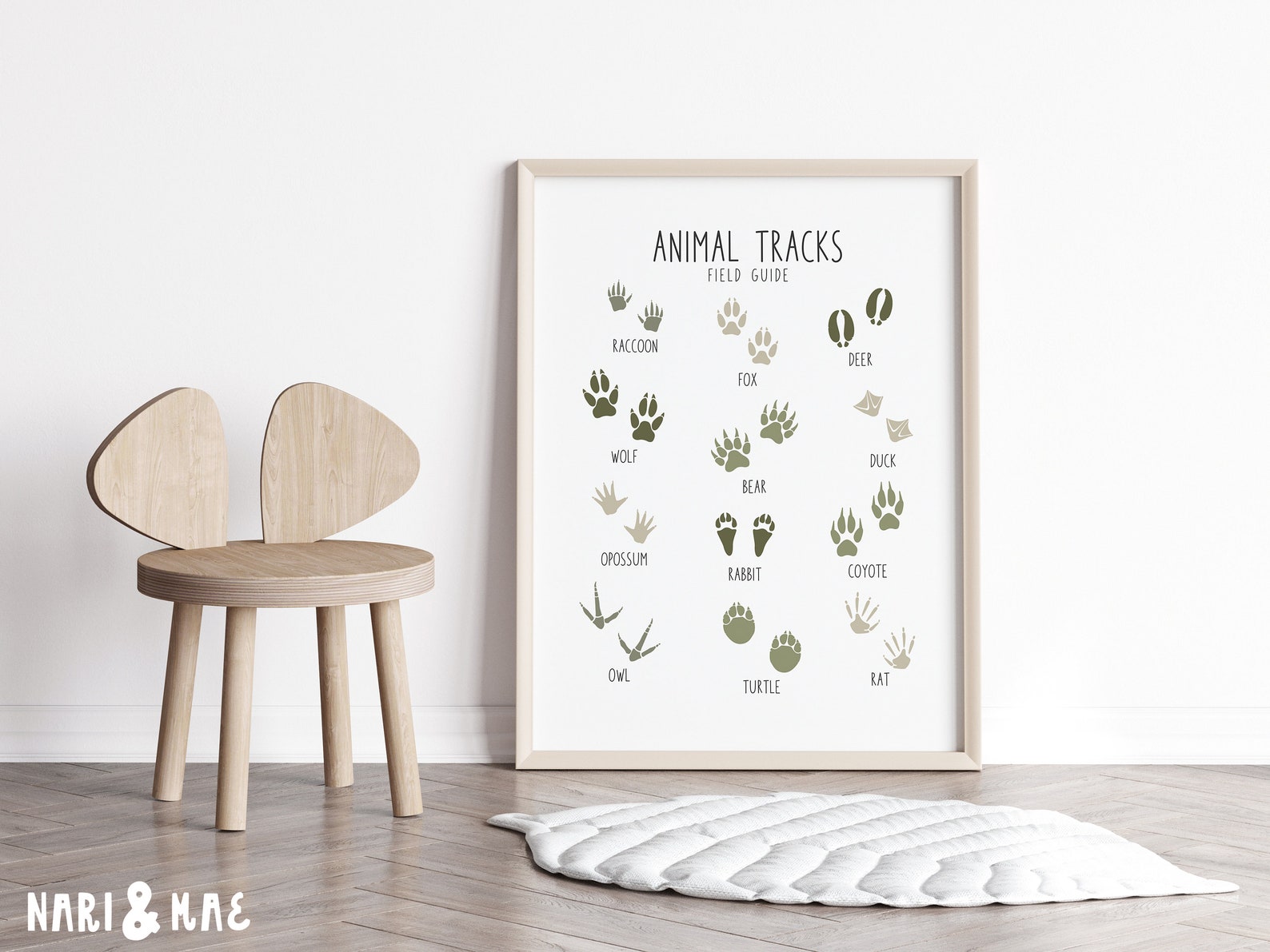 Animal Tracks Print, Animal Footprints Field Guide, Educational Animal ...