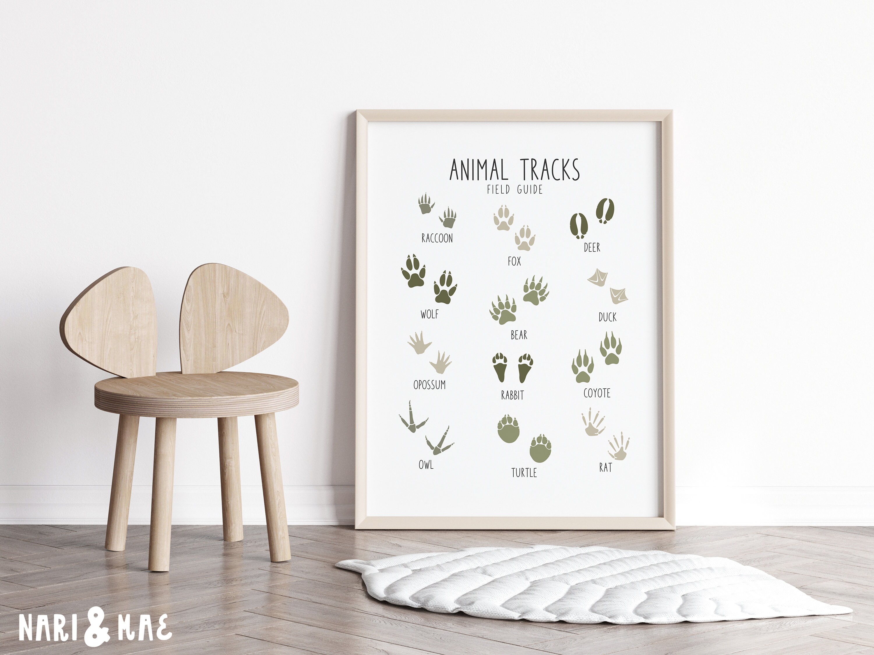 Animal Tracks Print, Animal Footprints Field Guide, Educational Animal ...