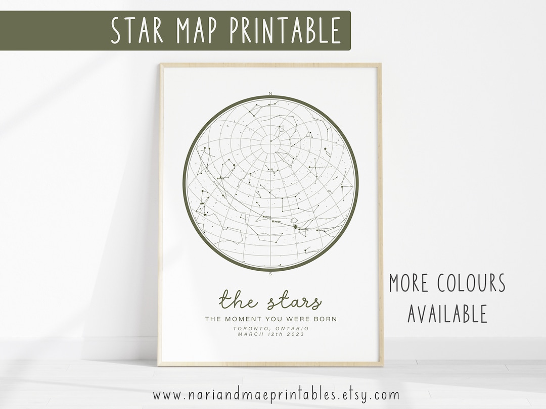 CUSTOM Star Map Printable Constellation Map Printable Star Map Print ...