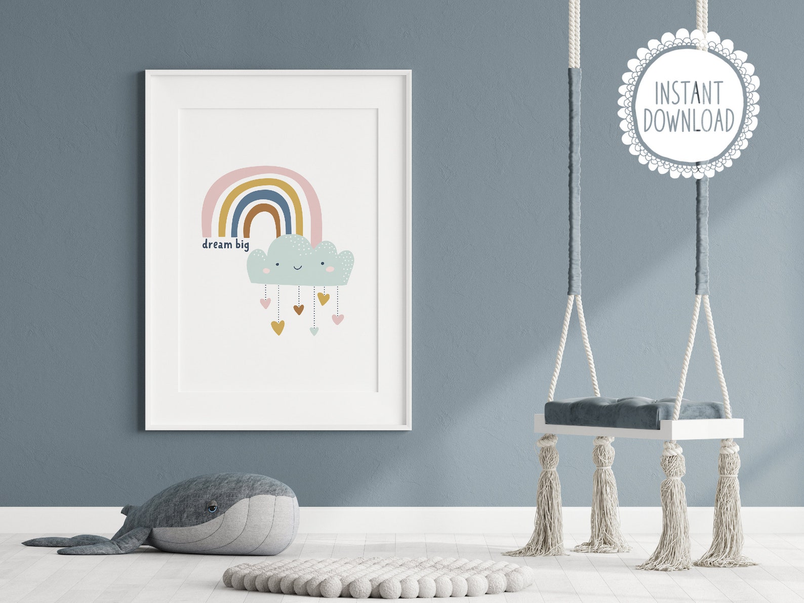 Dream Big Rainbow Nursery Print Decor Rainbow Wall Art Printable ...