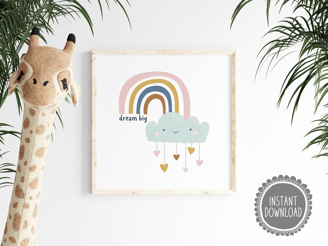 Dream Big Rainbow Nursery Print Decor Rainbow Wall Art Printable ...
