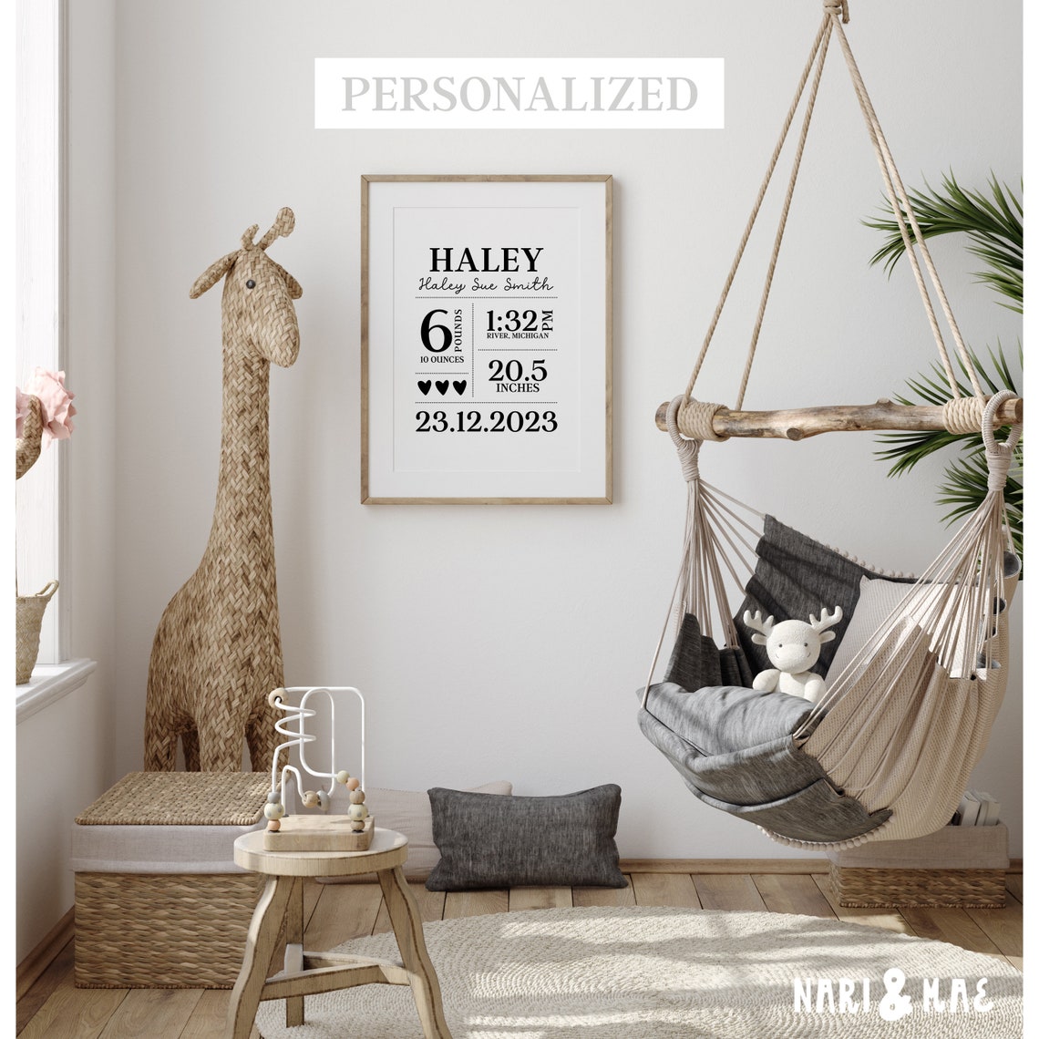 Minimalist Birth Stats Print, Birth Statistics Sign, Baby Birth ...