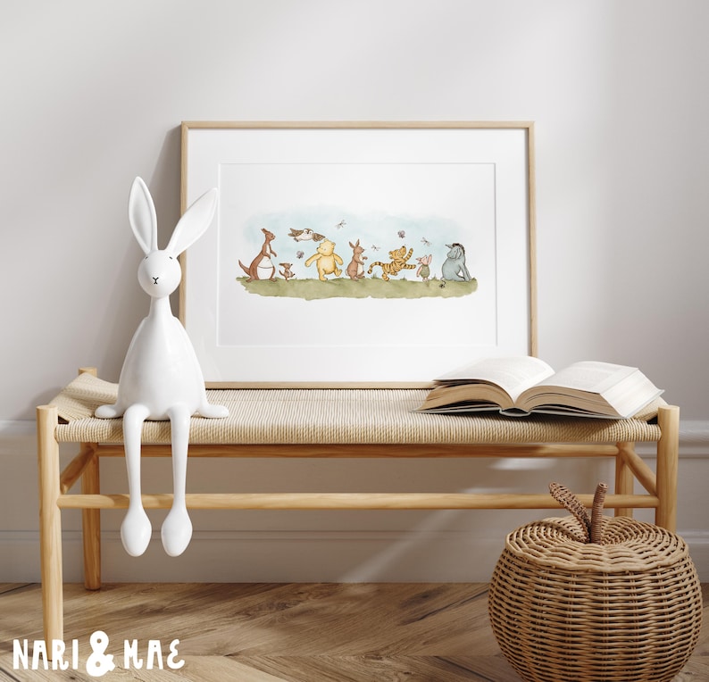 Watercolour Classic Winnie the Pooh Kids Room Art, Nursery Wall Decor ...