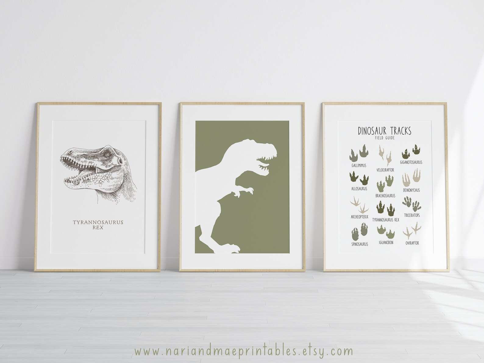 Dinosaur Bedroom Wall Art Set of 3 Prints Boys Room Dinosaur Decor Kids ...