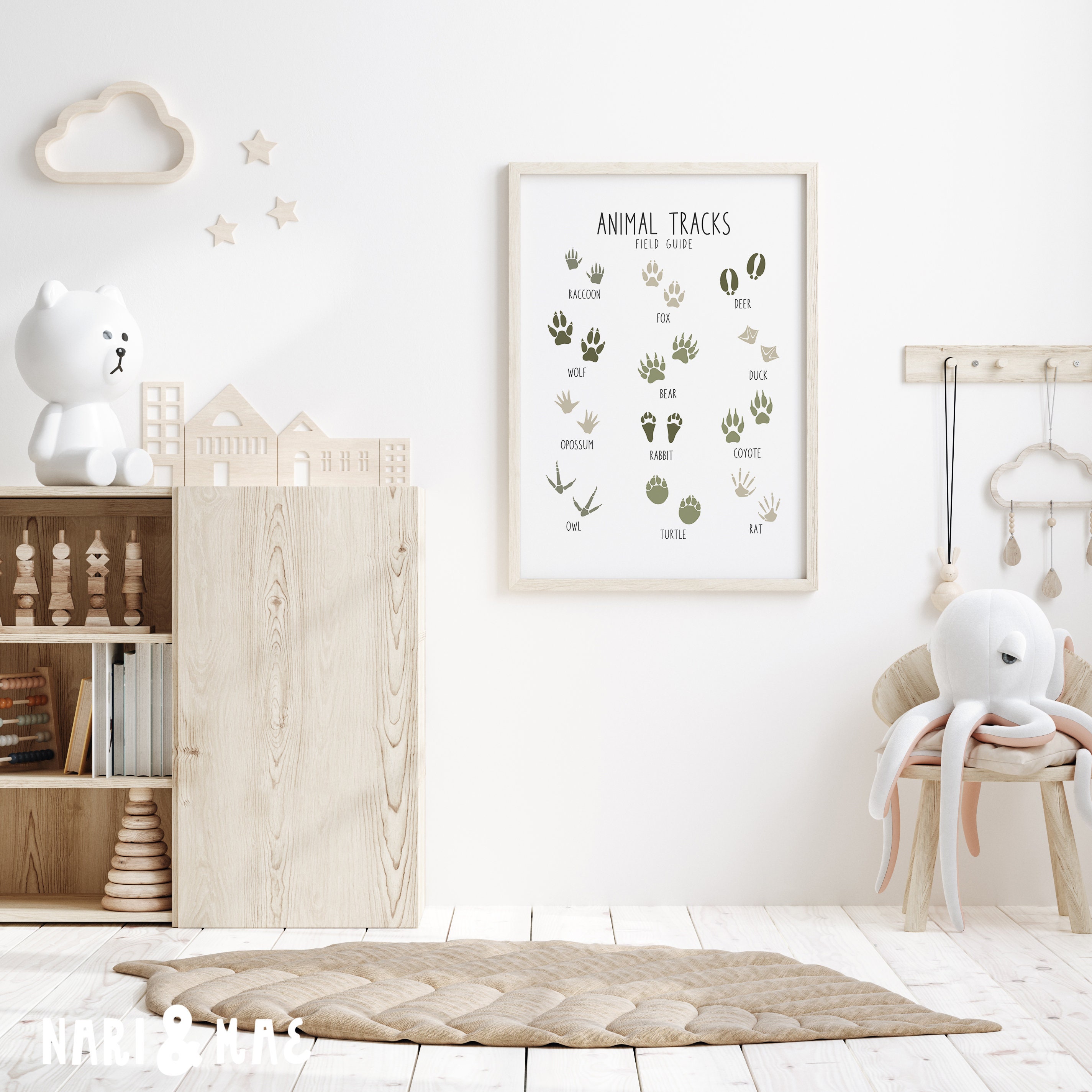 Animal Tracks Print, Animal Footprints Field Guide, Educational Animal ...