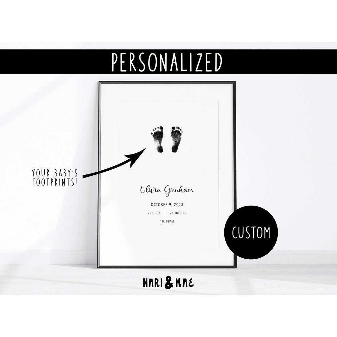 Baby Footprint Birth Stats Print, Birth Statistics Sign, Baby Birth ...