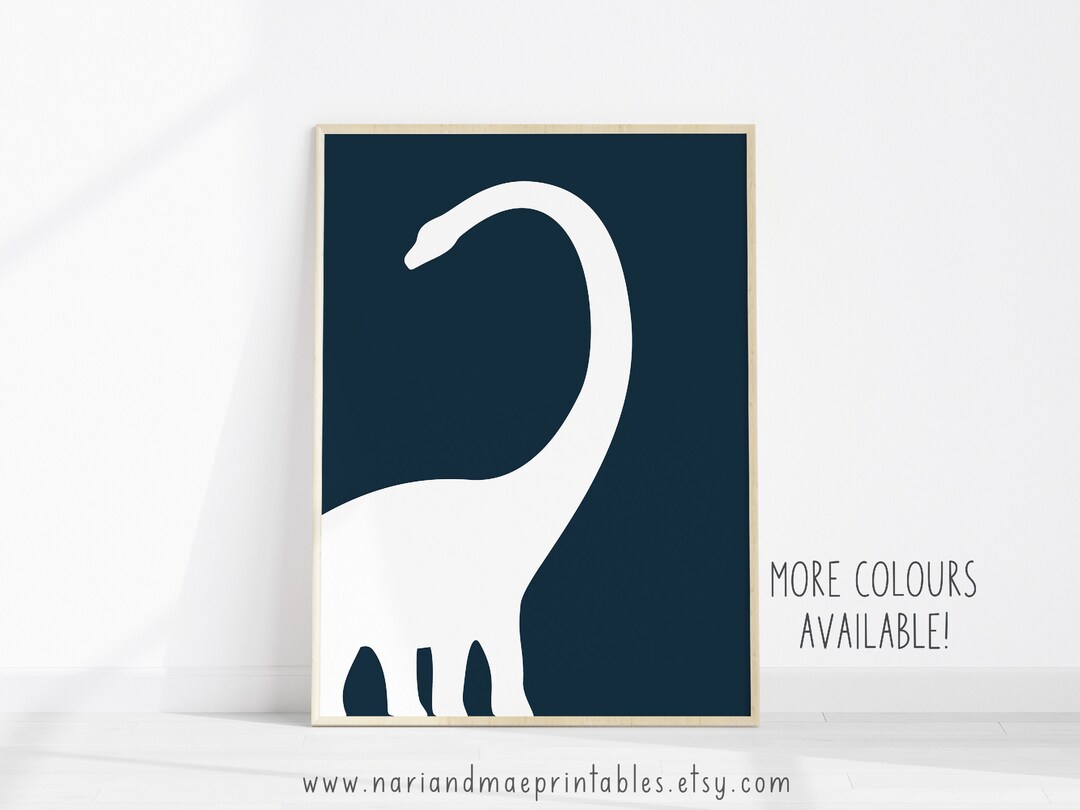Dinosaur Nursery Brontosaurus Print, Dinosaur Silhouette Boys Bedroom ...