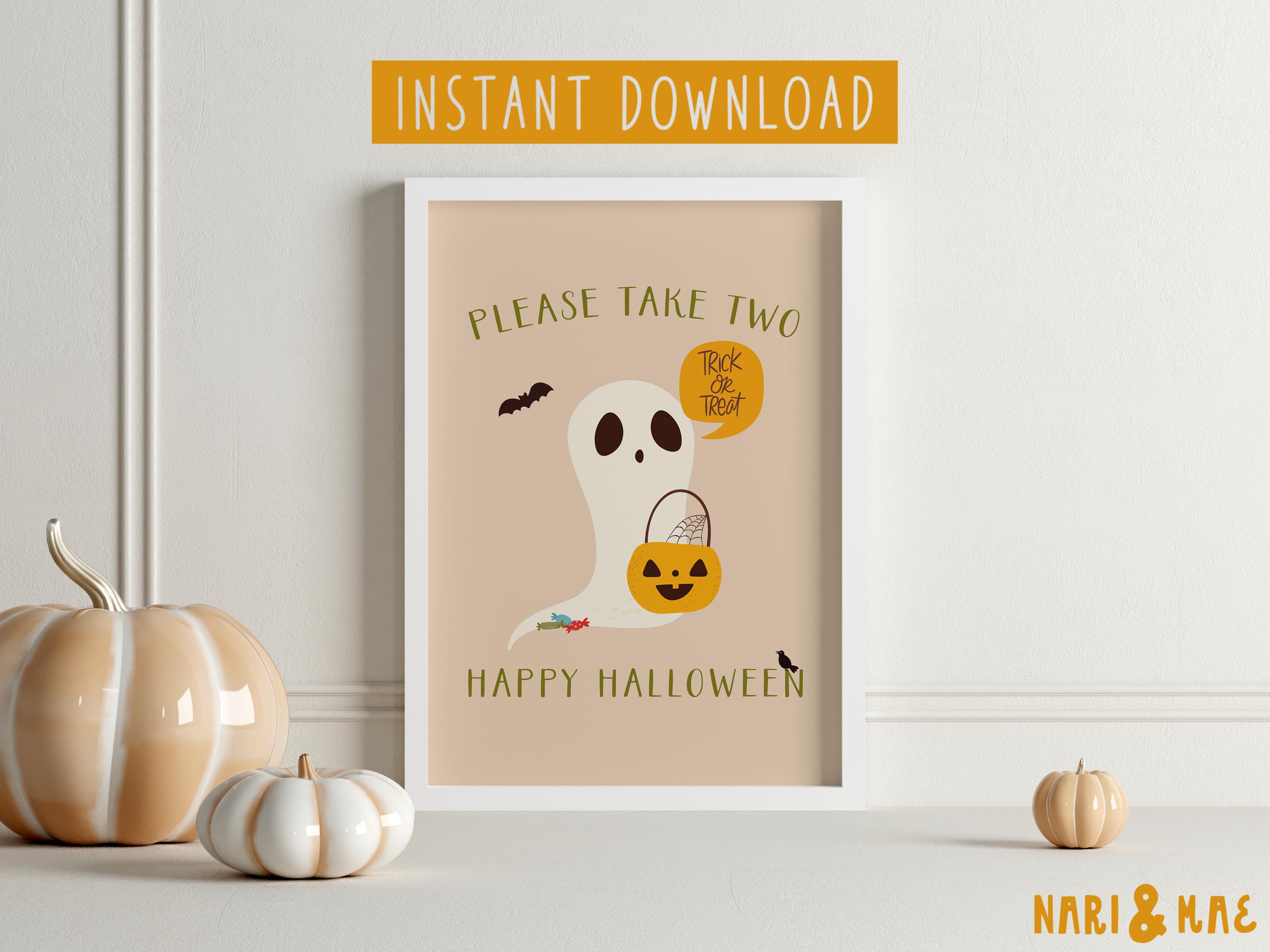 Halloween Candy Bowl Sign, Trick or Treat Sign, Please Take Two, Porch ...