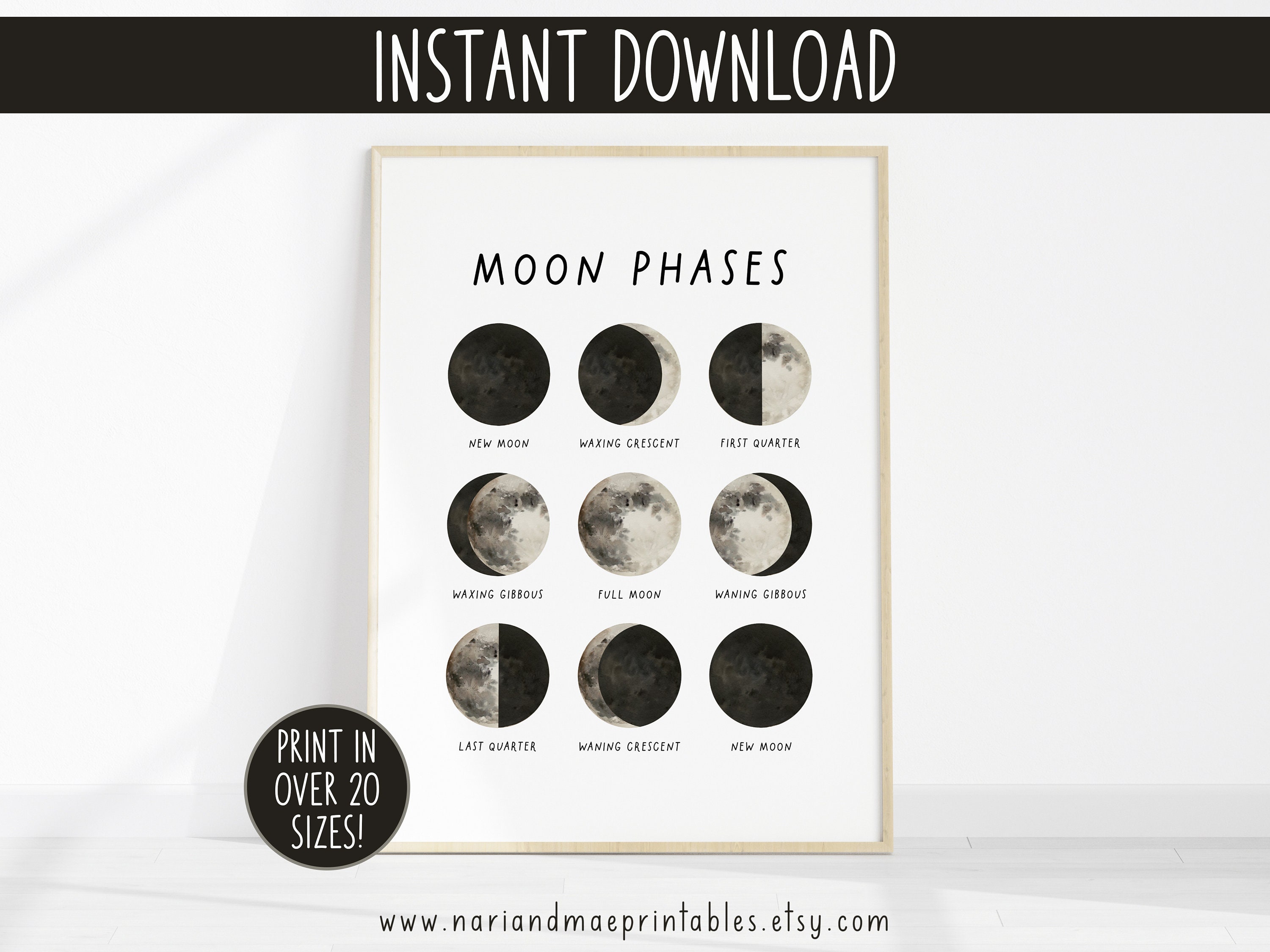 Moon Phases Prints, Space Theme Nursery, Playroom Decor, Toddler Room ...