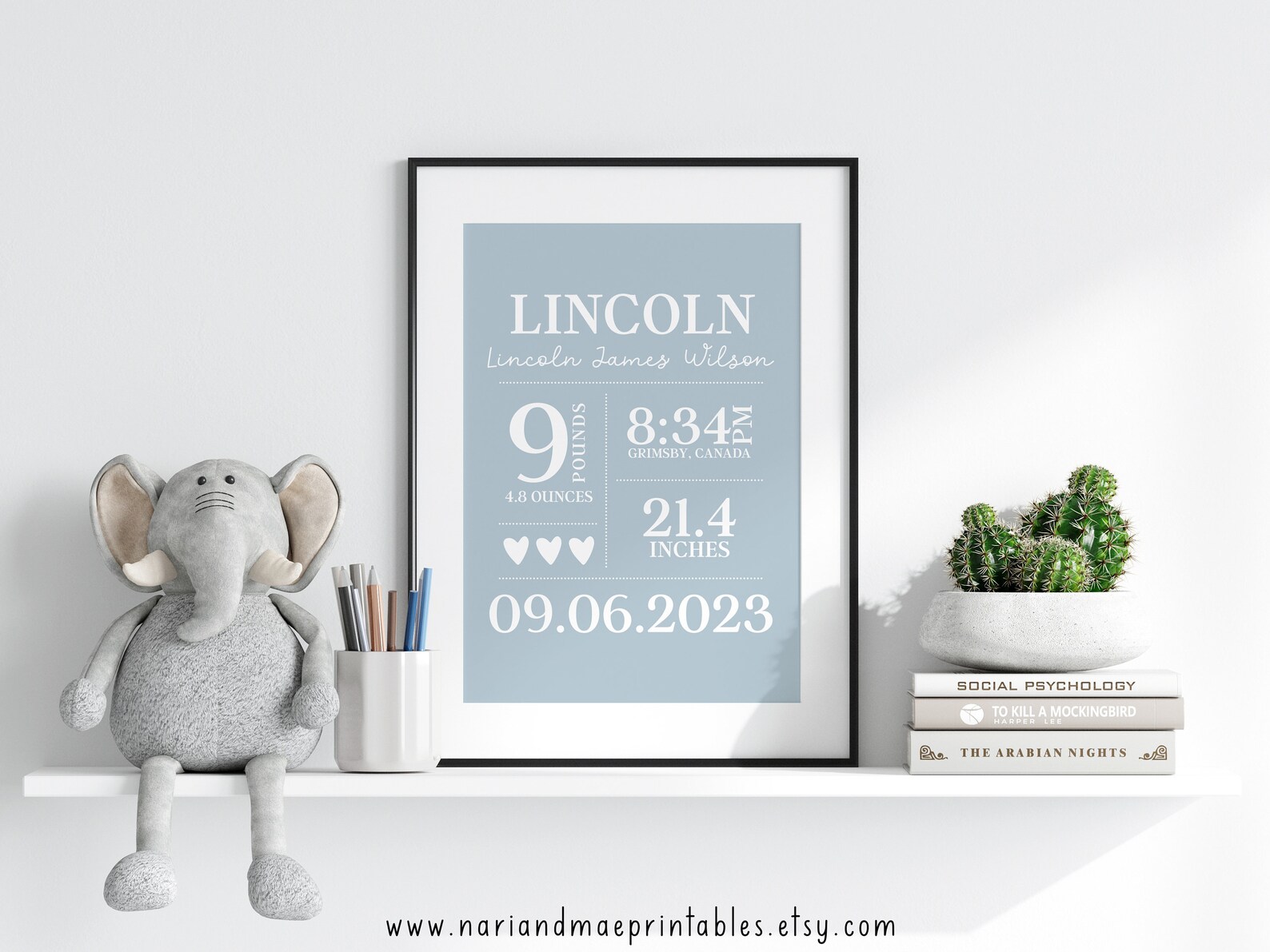 Minimalist Birth Stats Sign, Birth Statistics Print, Baby Birth ...