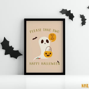 Halloween Candy Bowl Sign, Trick or Treat Sign, Please Take Two, Porch ...
